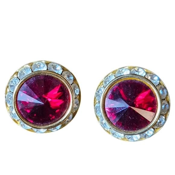 vintage red crystal | Jewelry | Vintage Red Crystal Rhinestone Accent ...